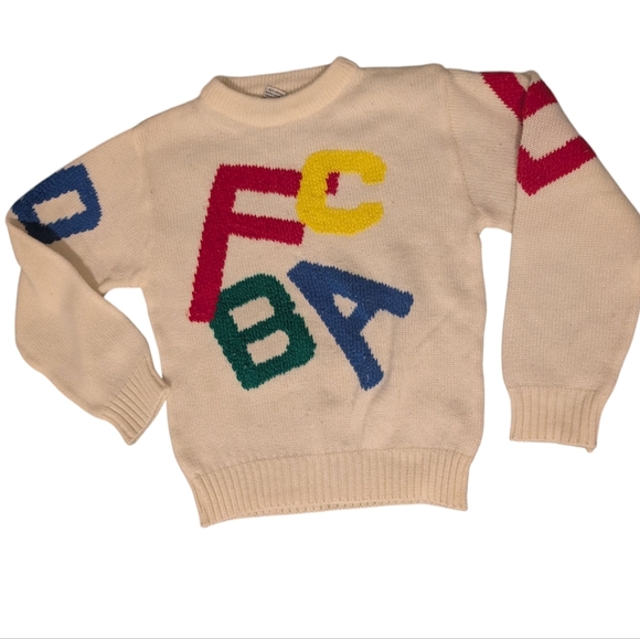 Shirts & Tops | 8s Vintage Alphabet Abc Youth Knit Sweater | Poshmark